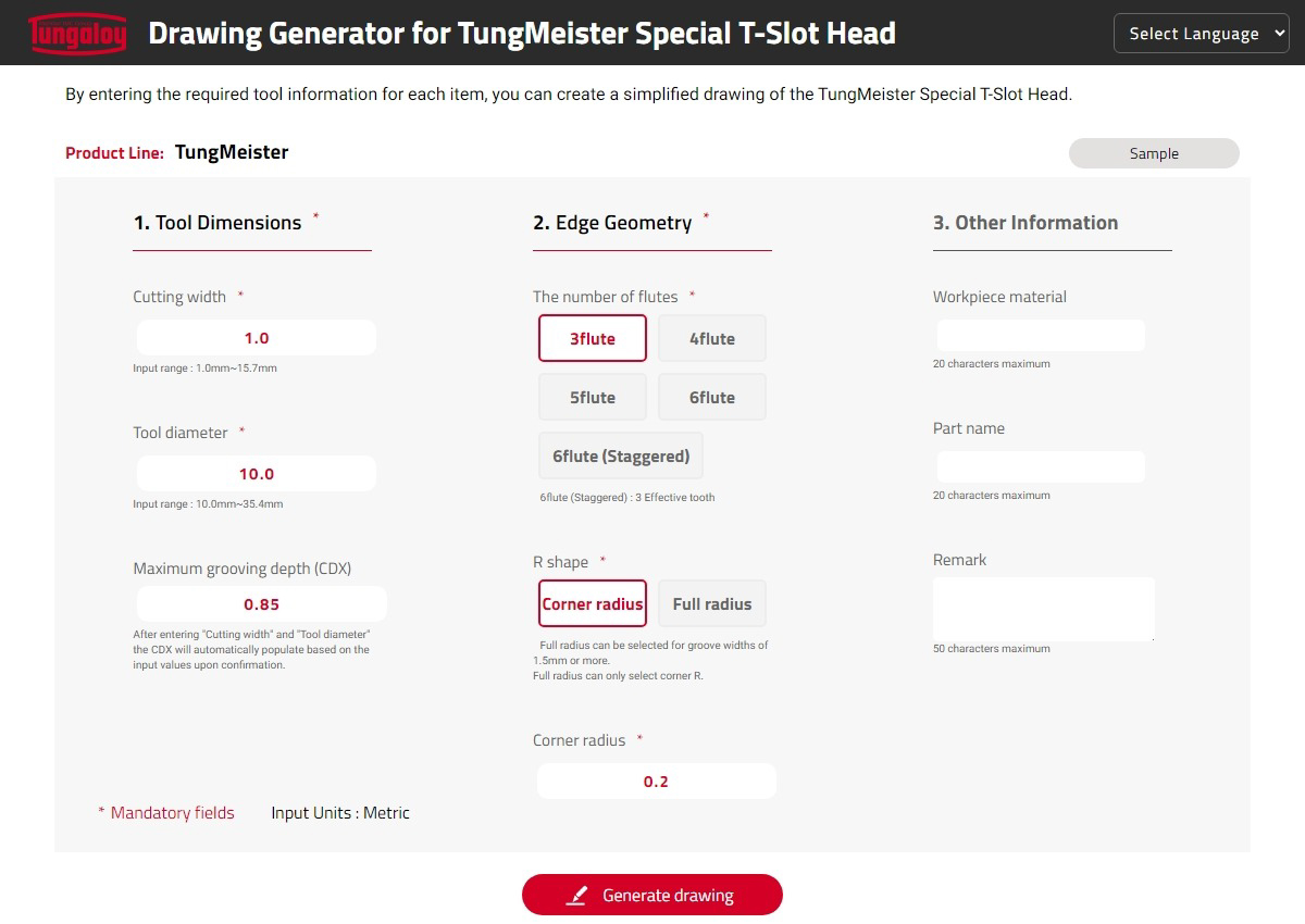Drawing Generator for TungMeister Special T-Slot Head